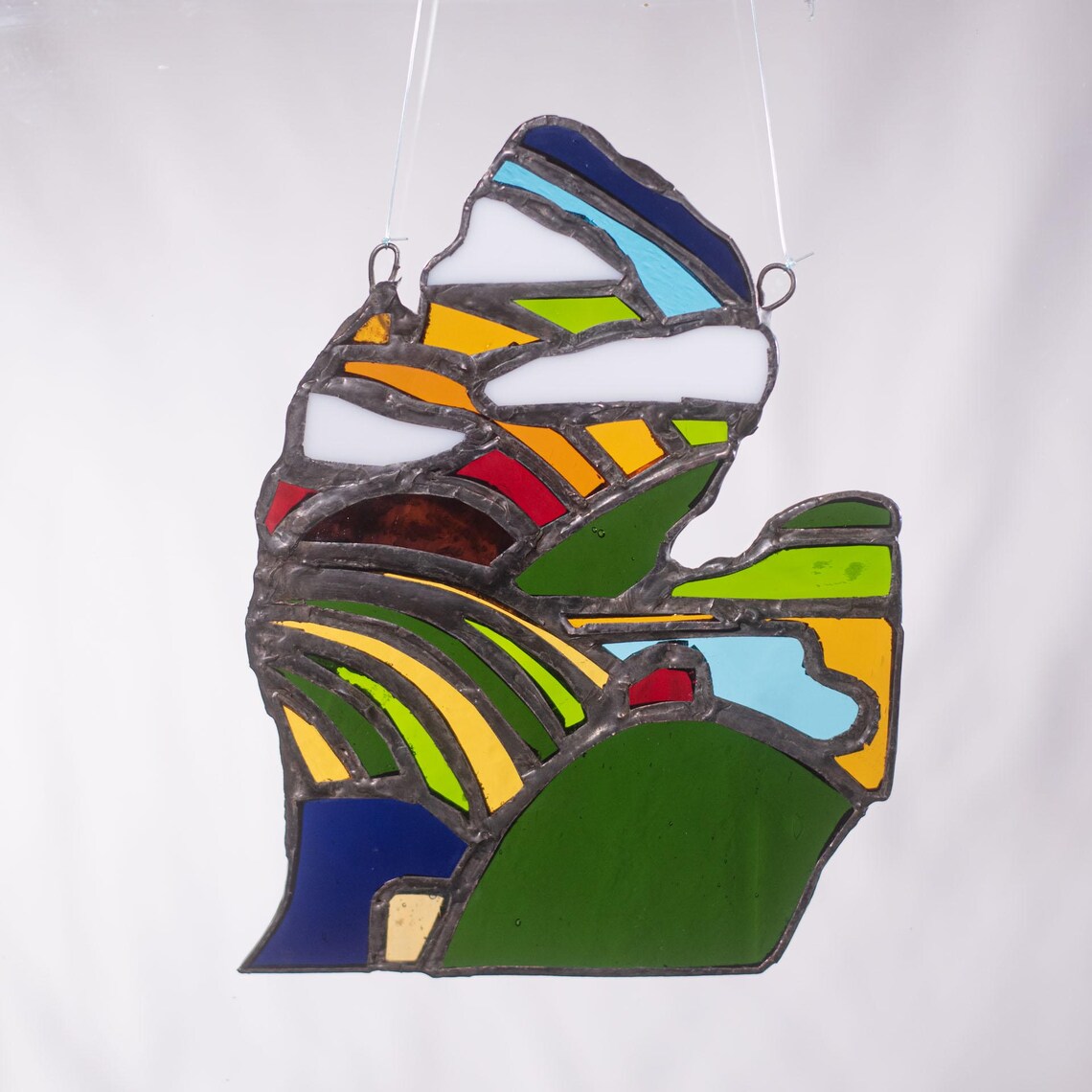 Michigan Shaped Stained Glass Un Catcher up on a Hill - Etsy