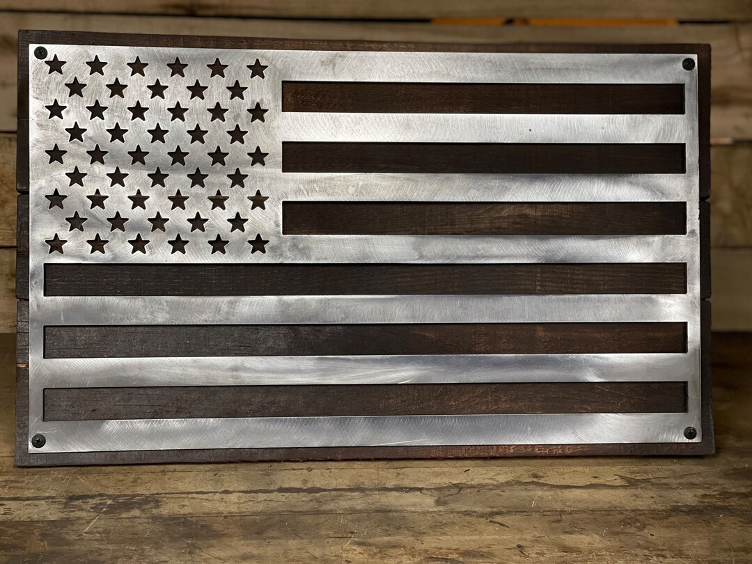 24 Steel American Flag on Rustic Wood/american Flag Wall Art/usa/flag ...