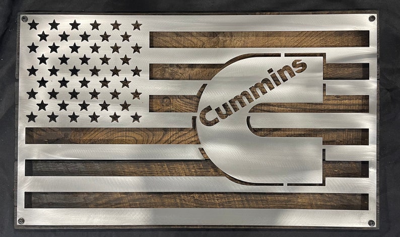 Steel American Flag With Cummins Logo - Etsy