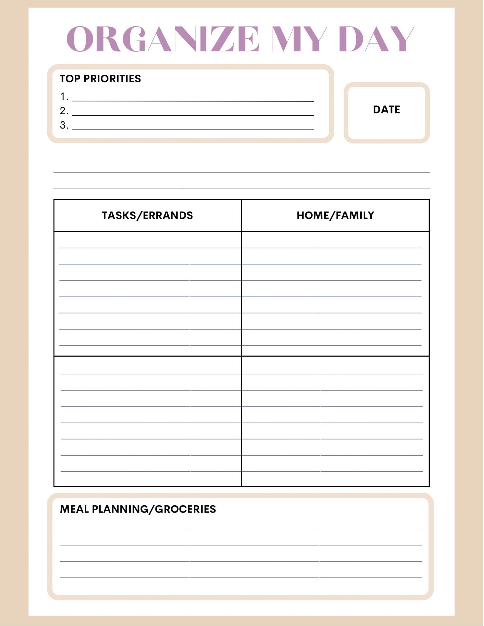 Day Planner Worksheet - Etsy