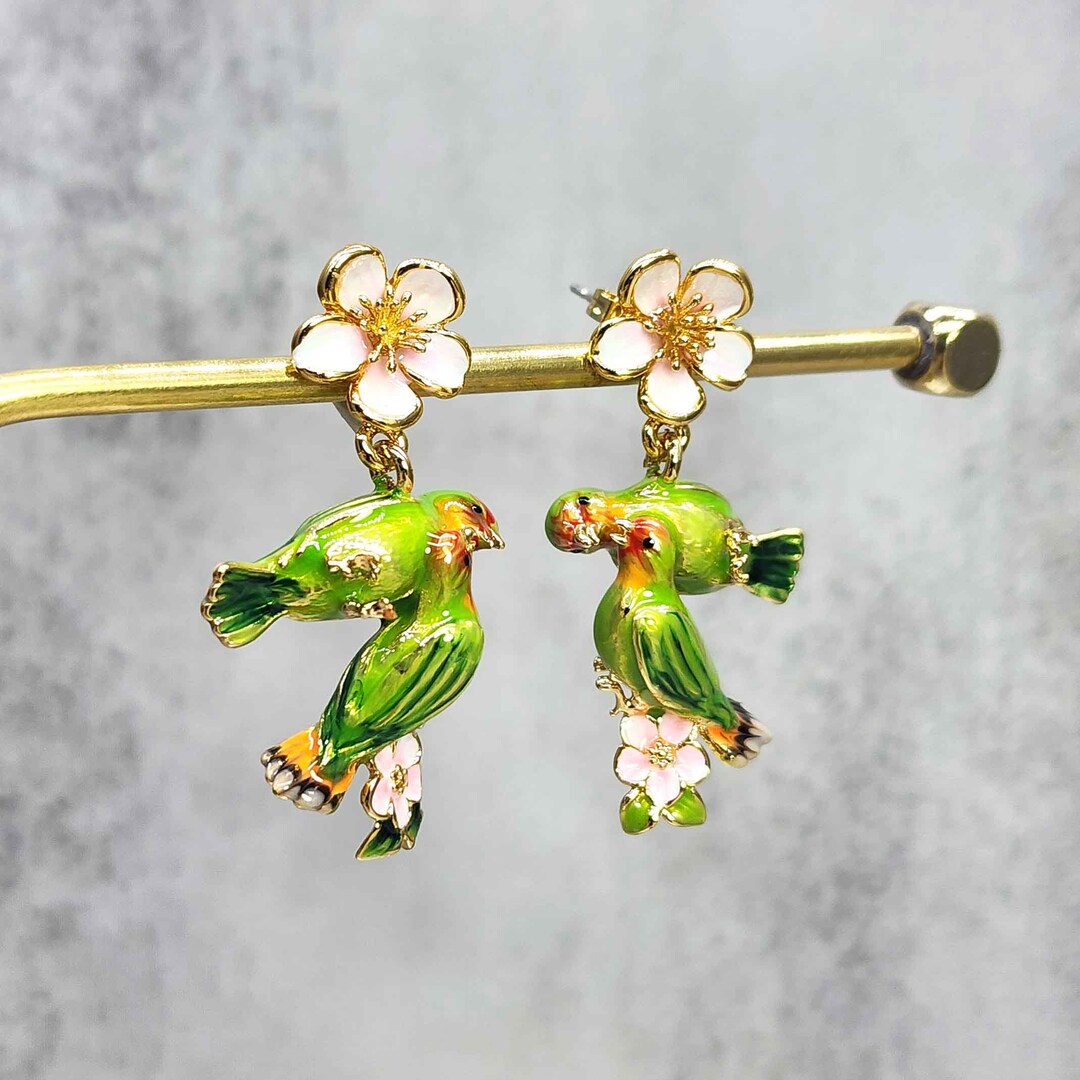 Handpainted Enamel Love Bird Drop Earrings With Gift Box , KIANNAKI ...