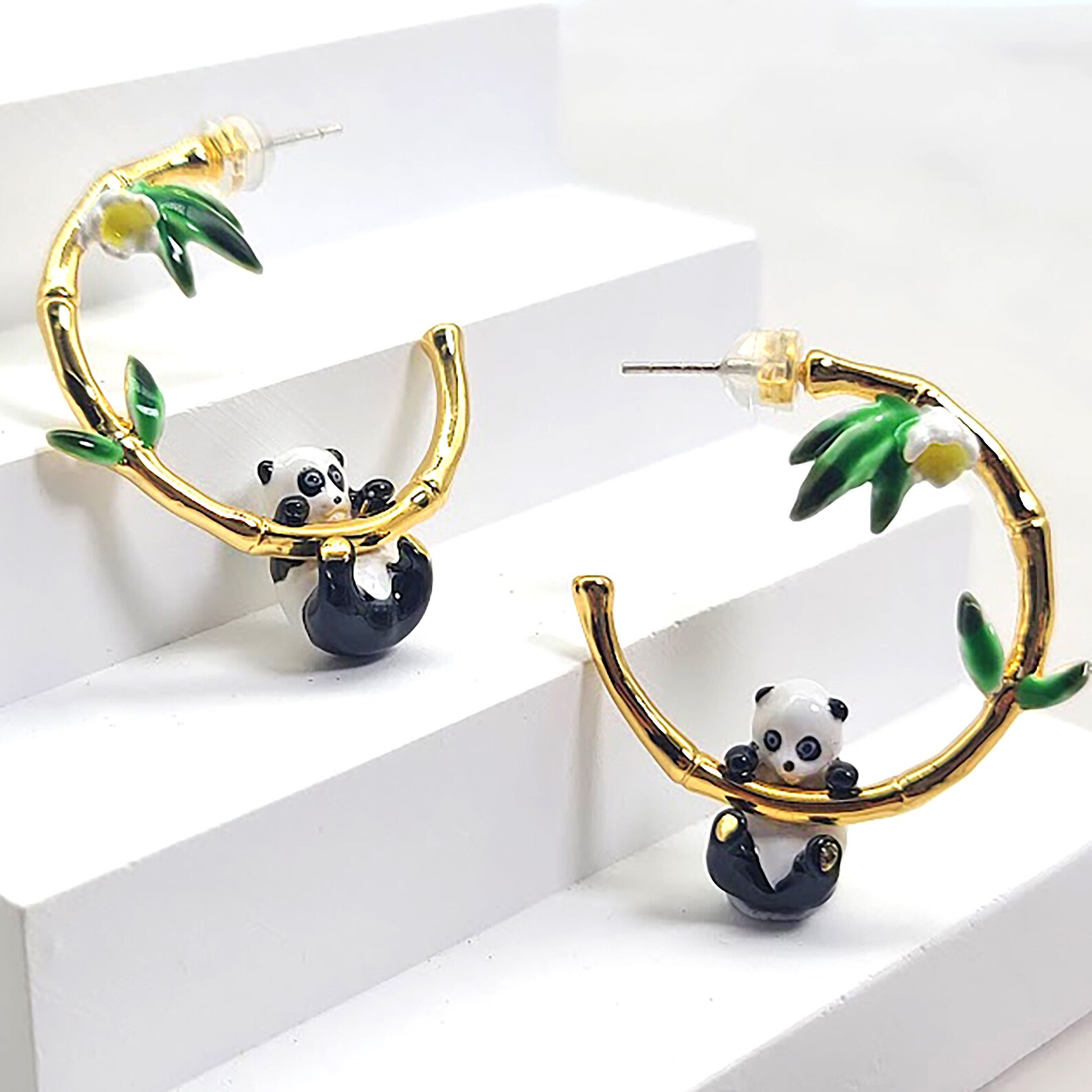 Enamel Panda Hoop Earrings With Gift Box , KIANNAKI ERF2112118 - Etsy