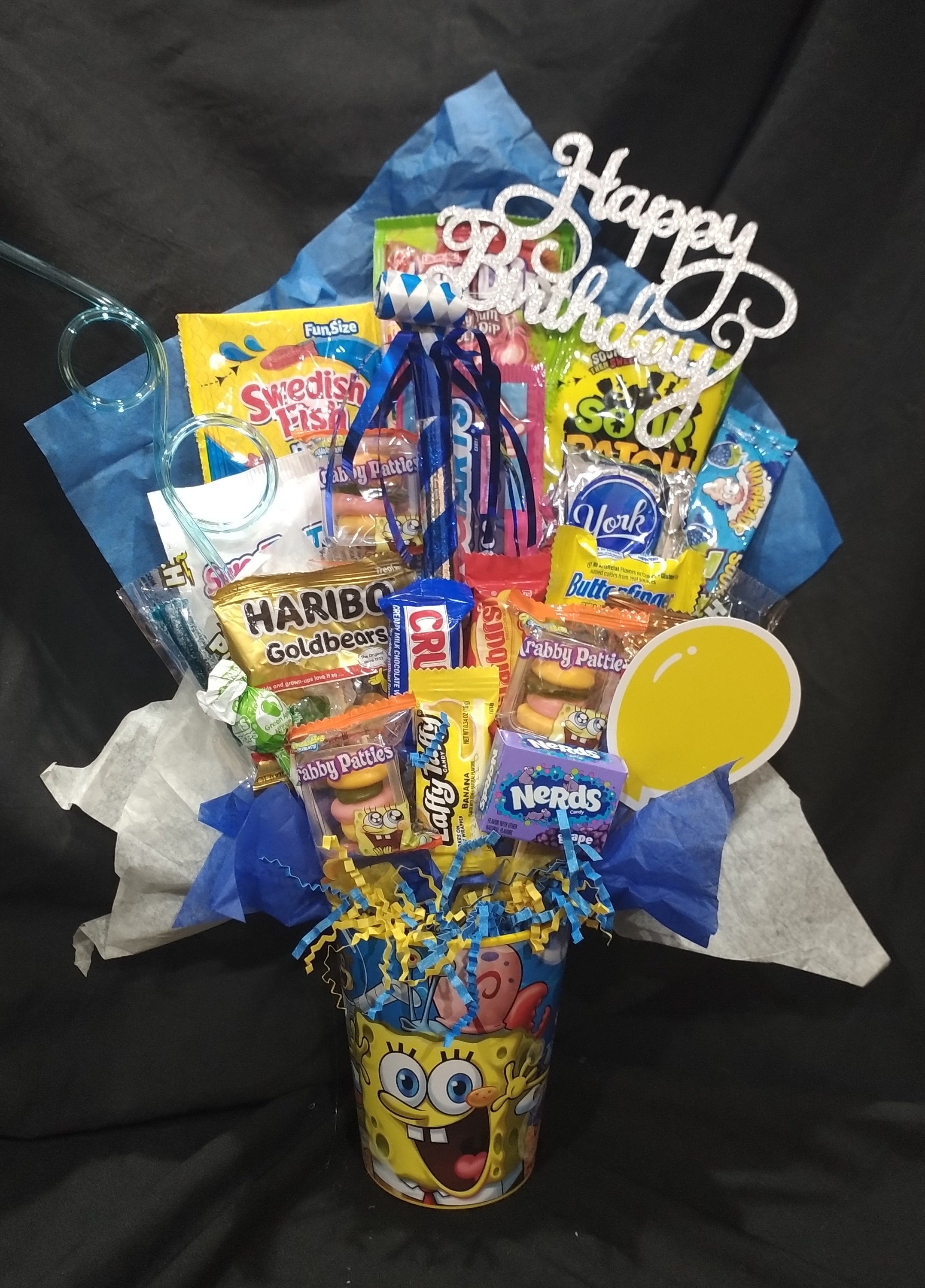 SPONGEBOB CANDY BOUQUET, Spongebob Candy Gift, Kids Birthday Gift ...
