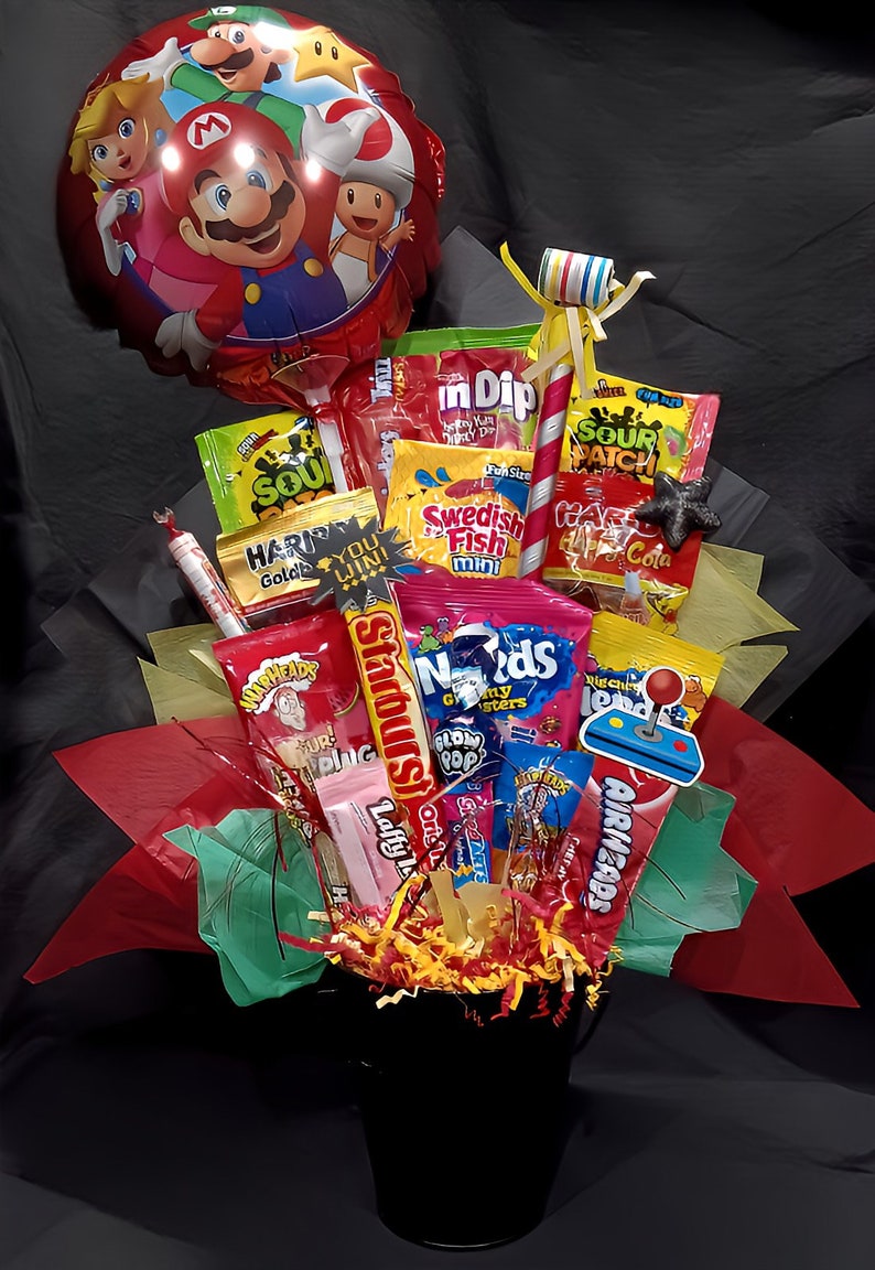 SUPER MARIO GIFT, Super Mario Candy Bouquet, Super Mario Birthday Gift ...