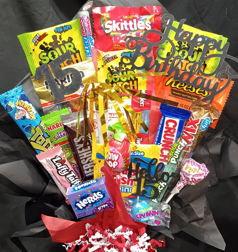 QUINCEANERA GIFT, Mis 15, SWEET 15 Candy Bouquet, Sweet 15 Gift ...