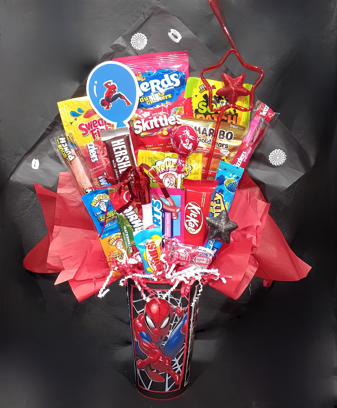 SPIDERMAN CANDY BOUQUET, Spiderman Candy Gram, Spiderman Birthday Gift ...