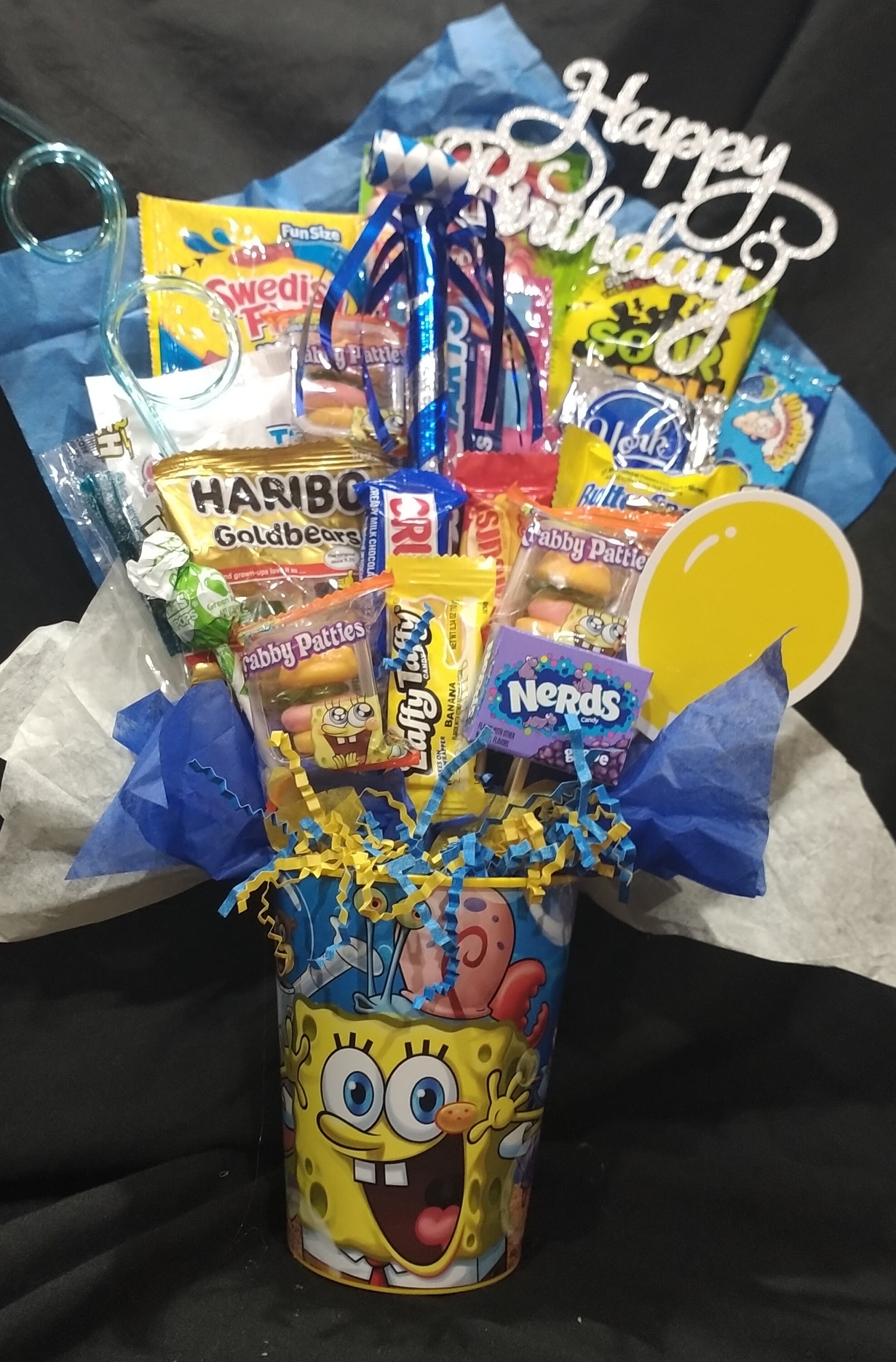 SPONGEBOB CANDY BOUQUET, Spongebob Candy Gift, Kids Birthday Gift ...