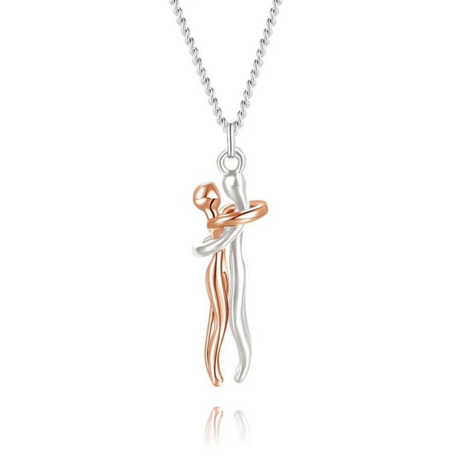 Couple Hugging Pendant Necklace Lovers Together Forever Metal - Etsy