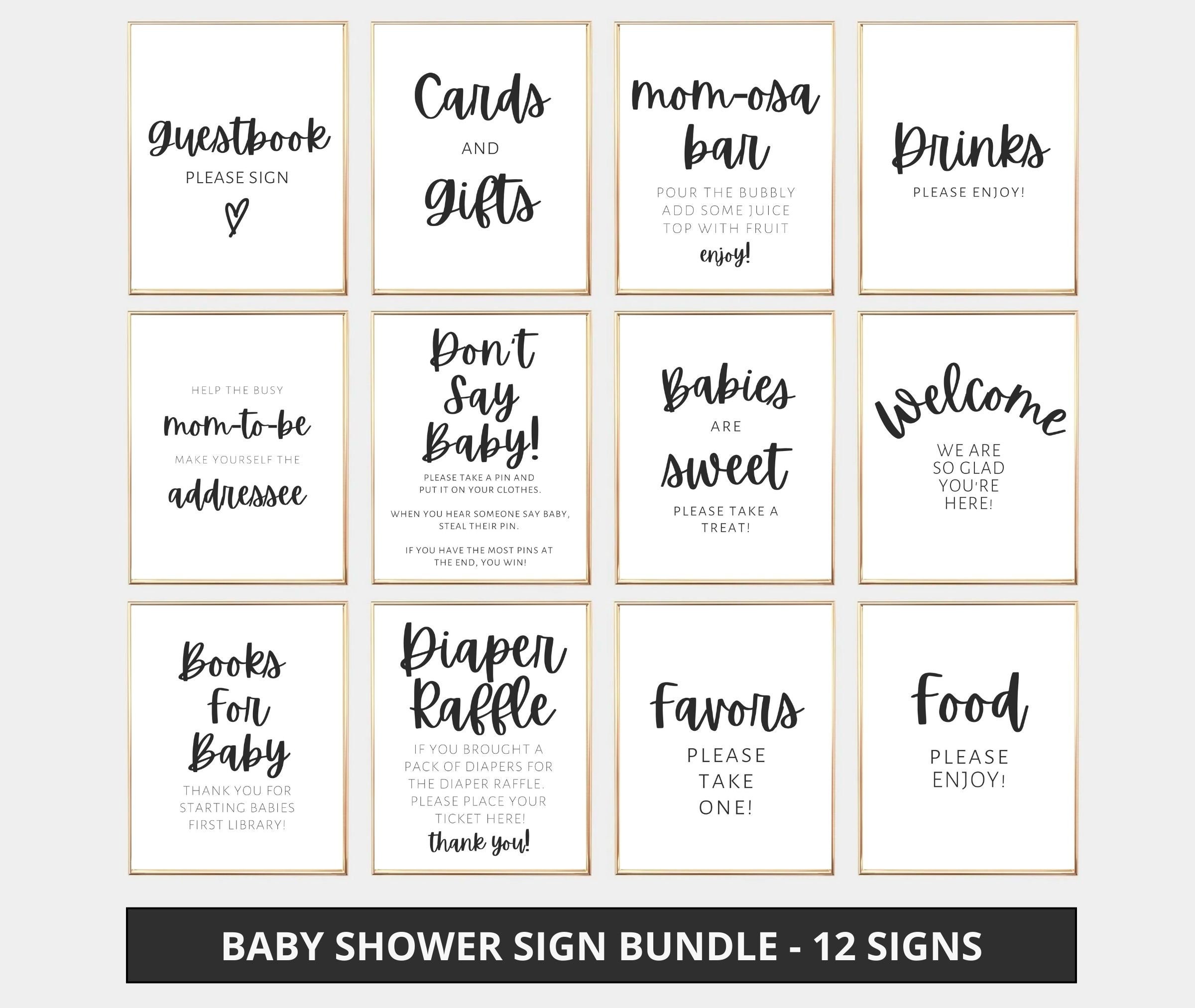 12 Baby Shower Signs Bundle, Printable, Signage Pack, Baby Shower Signs ...
