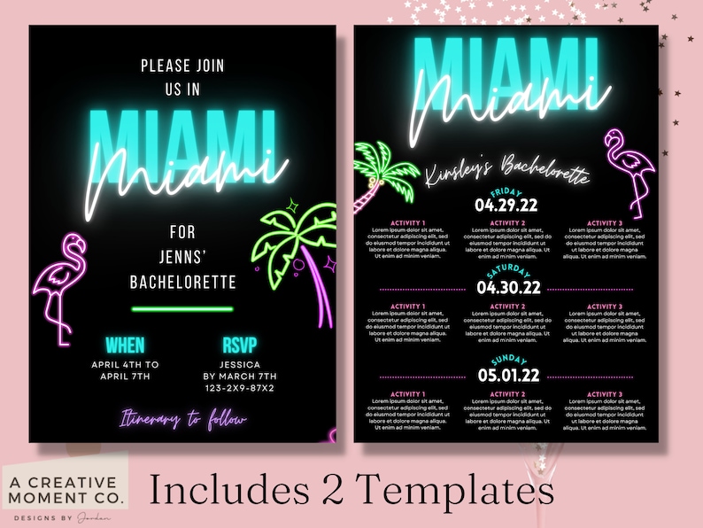 Miami Bachelorette Invitation Template, Miami Bachelorette Invitation ...