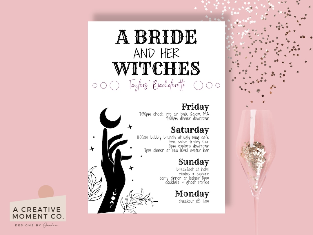 Bride & Her Witches Bachelorette Invitation Template, Salem ...