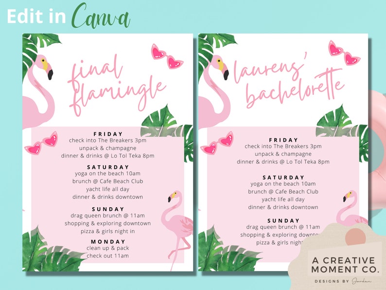 Flamingo Bachelorette Invitation Template Flock It Etsy