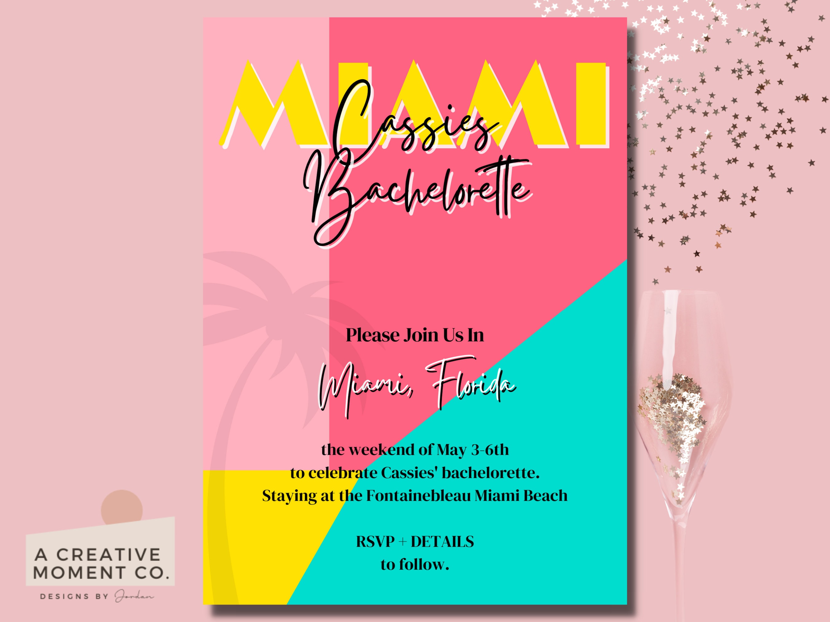 Miami Bachelorette Invitation Template, Miami Bachelorette Invitation ...