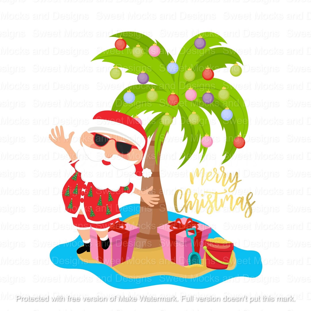 Beach Christmas Palm Tree Digital Design, Sublimation, Clipart, PNG ...