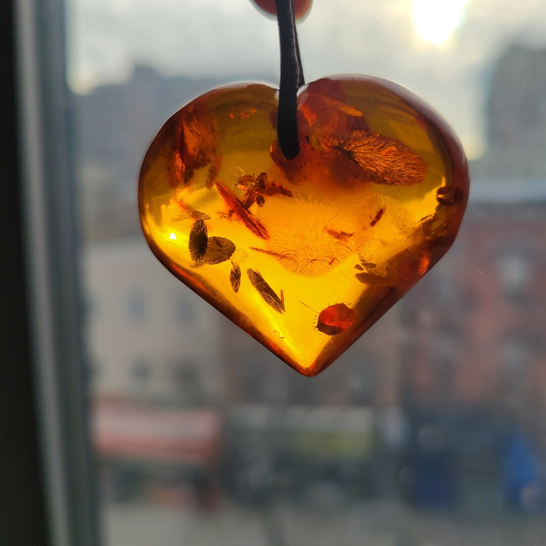 Large Baltic Amber Heart Pendant - Etsy