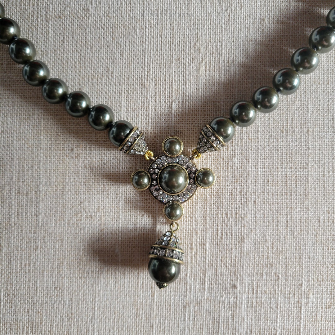 Heidi Daus Simulated Tahitian Pearl Beaded Drop Necklace - Etsy