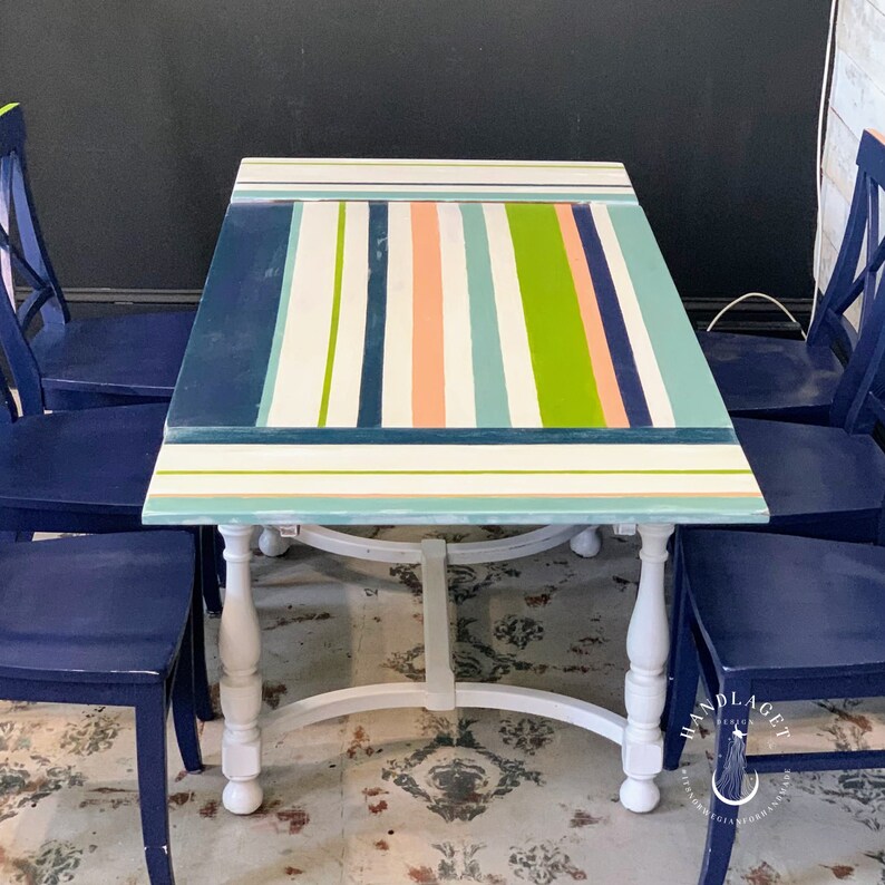 Striped Dining Table With 6 Chairs - Etsy