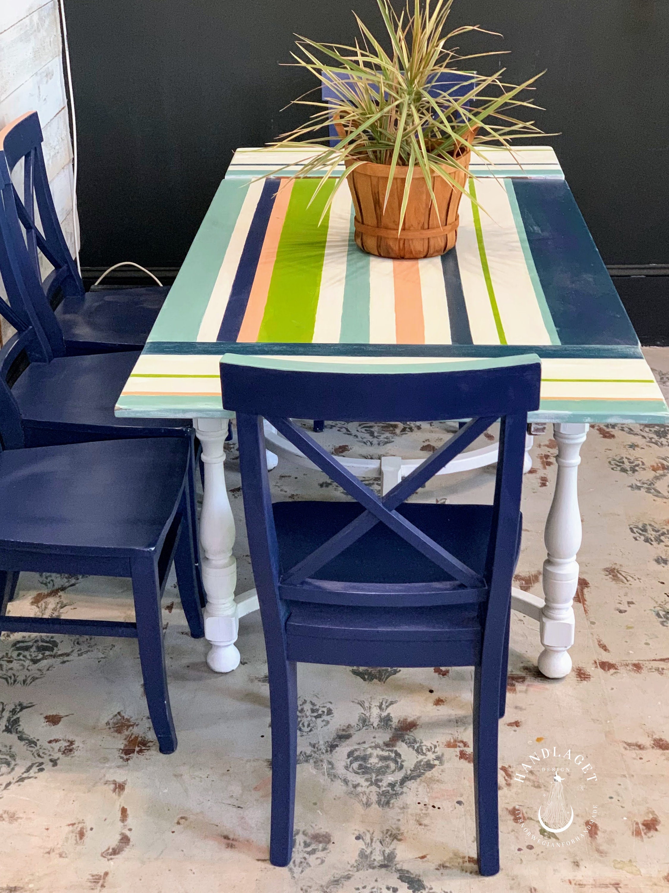 Striped Dining Table With 6 Chairs - Etsy