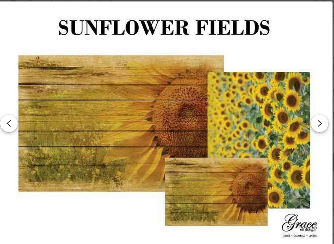 Grace by Design Decoupage Paper - Sunflower Fields - 3 Piece Package - Etsy
