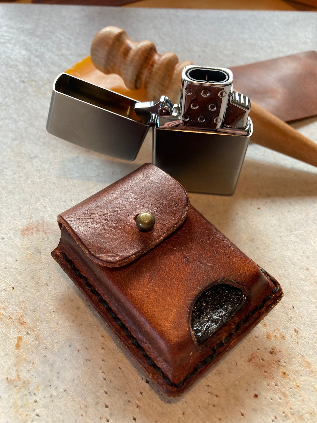 Leather Zippo Case (lighter Not Included) - Etsy