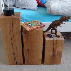 200x200 Solid Oak Block/display Set Side Tables/lamp Stand/modern Home ...