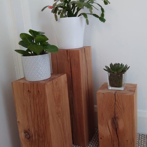 200x200 Solid Oak Block/display Set Side Tables/lamp Stand/modern Home ...