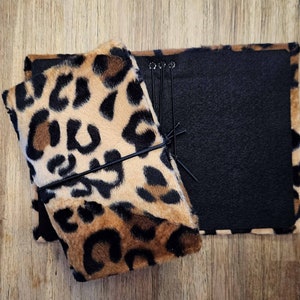 Leopard Faux Fur Notebook Cover - Pocket/fn/passport Size, Handcrafted ...