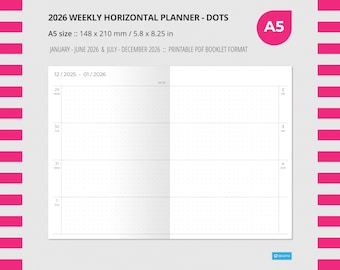 2024-2025 MONTHLY PLANNER A5 Size, Half-&-half, Wo2p, Printable, Insert ...