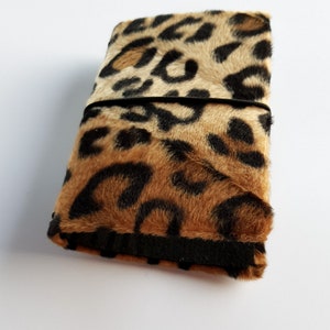 Leopard Faux Fur Notebook Cover - Pocket/fn/passport Size, Handcrafted ...