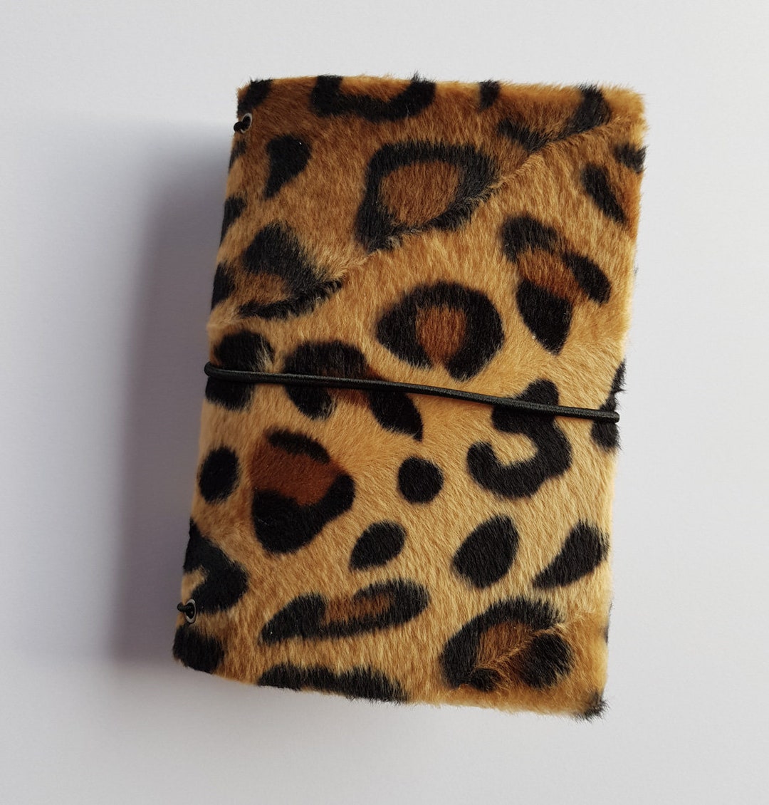 Leopard Faux Fur Notebook Cover - Pocket/fn/passport Size, Handcrafted ...