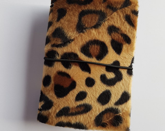Leopard Faux Fur Notebook Cover - Pocket/fn/passport Size, Handcrafted ...