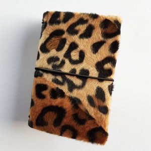 Leopard Faux Fur Notebook Cover - Pocket/fn/passport Size, Handcrafted ...