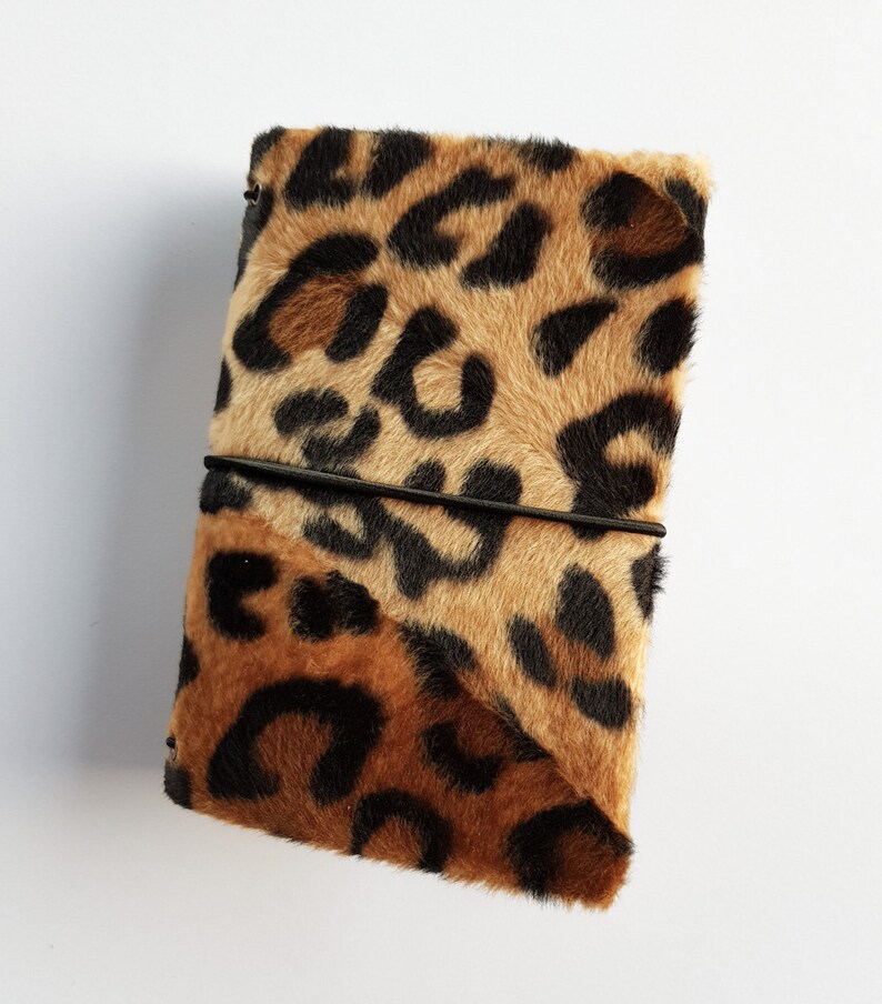 Leopard Faux Fur Notebook Cover - Pocket/fn/passport Size, Handcrafted ...