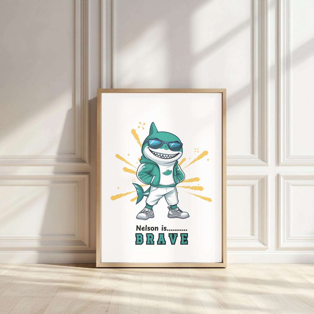 Brave Shark Kids Affirmation Wall Art | Kids Bedroom Décor | Nursery ...