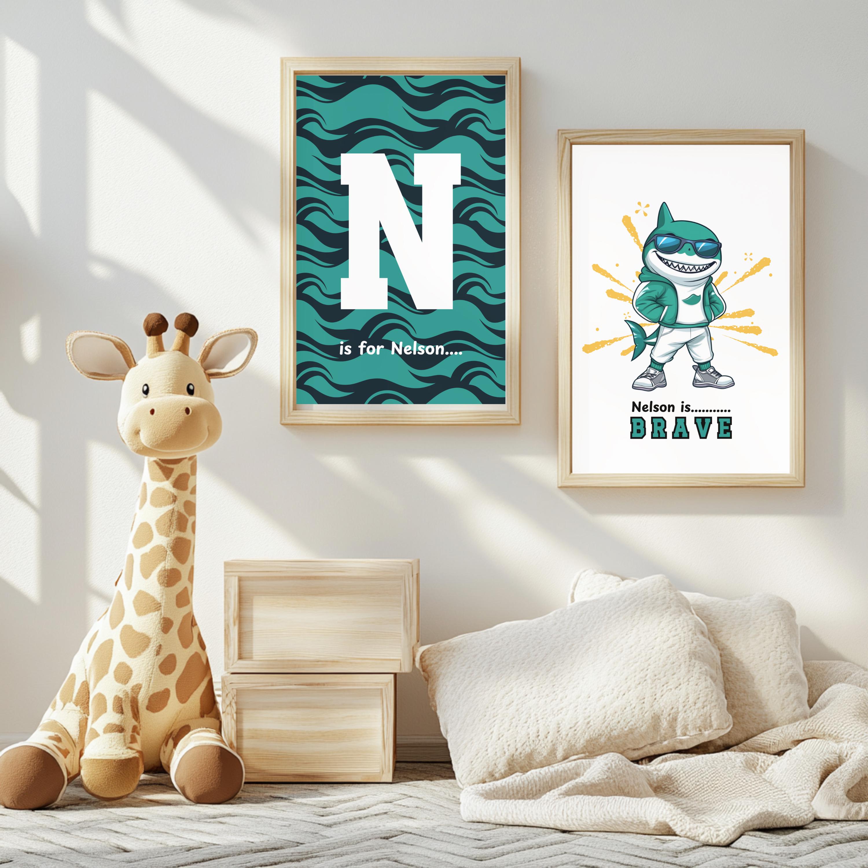 Brave Shark Kids Affirmation Wall Art | Kids Bedroom Décor | Nursery ...