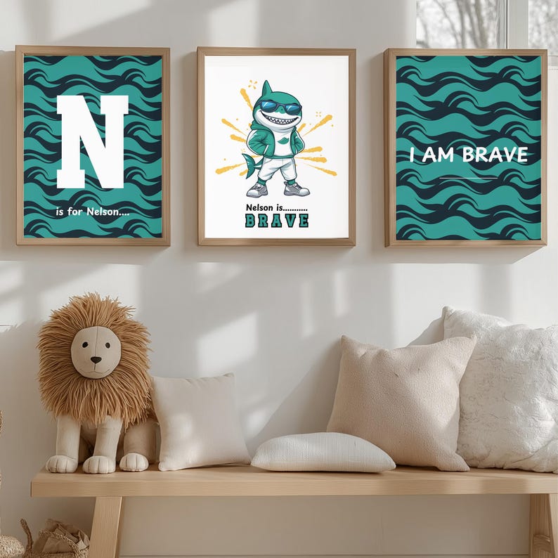Brave Shark Kids Affirmation Wall Art | Kids Bedroom Décor | Nursery ...