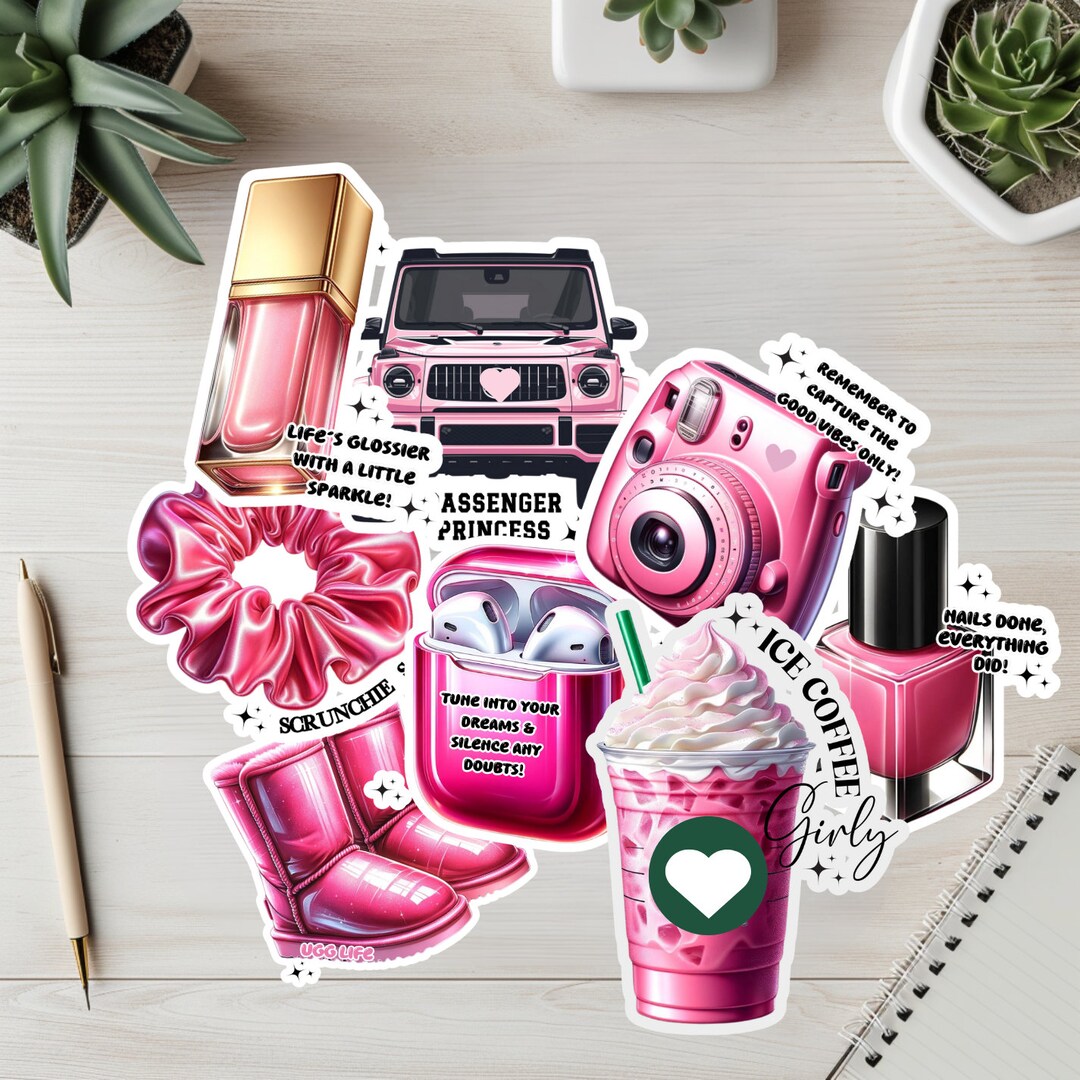 Girly Pink Sticker Pack for the Perfect Gift for Her Trendy Stickers ...
