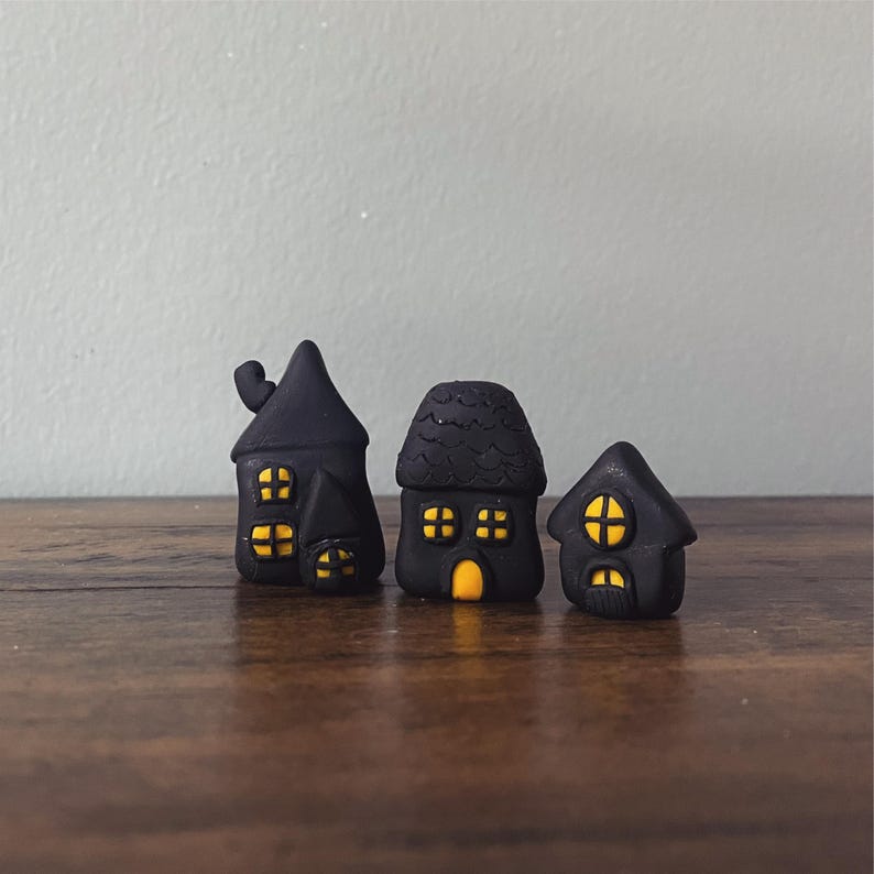 Halloween Decoration. Haunted Village. Tiny Village Sculpture. - Etsy