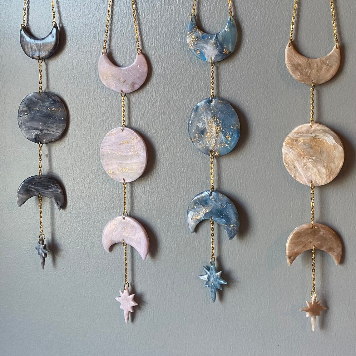 Triple Goddess Wall Hanging, Boho Gift, Faux Crystal Moon Wall Hanging ...