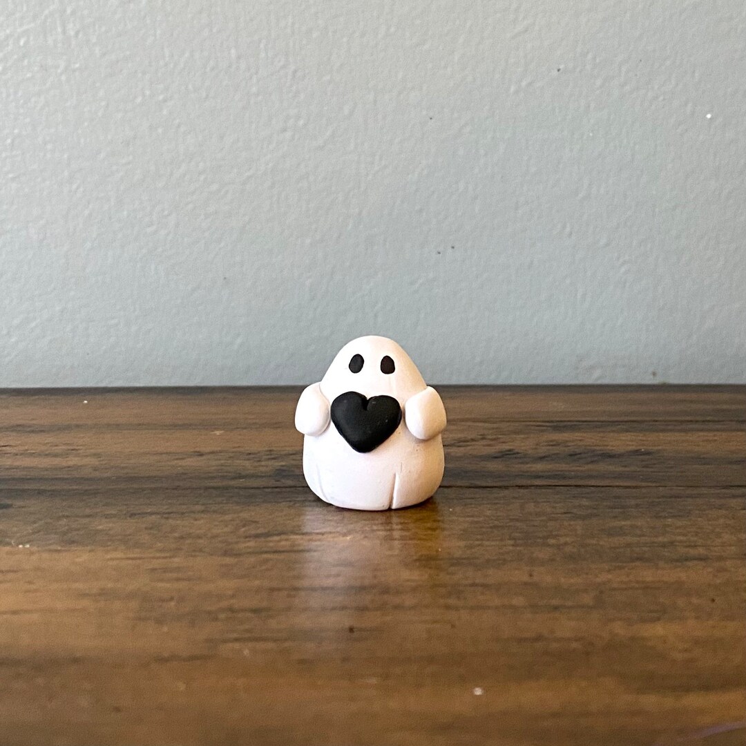 Ghost With Heart Figurine. Black Heart. Valentines Figurine. Valentines ...