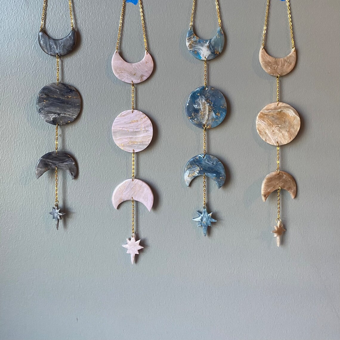 Triple Goddess Wall Hanging, Boho Gift, Faux Crystal Moon Wall Hanging ...