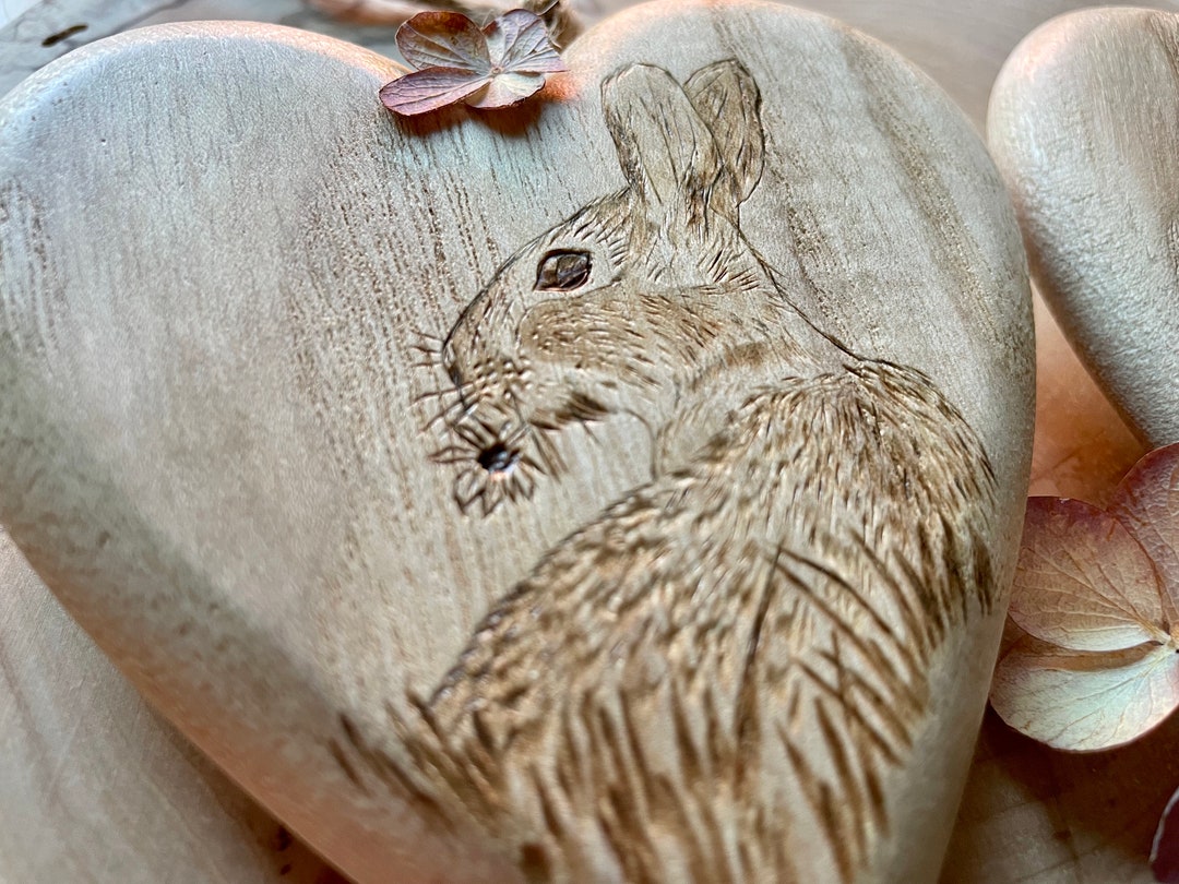 Easter Greeting HARE Decoration Pyrography on Wood - Etsy