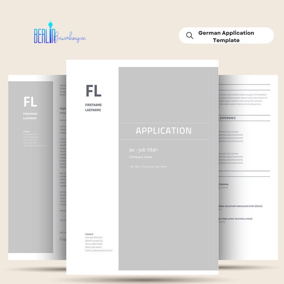 German Application Template Cover Page and Letter - Etsy