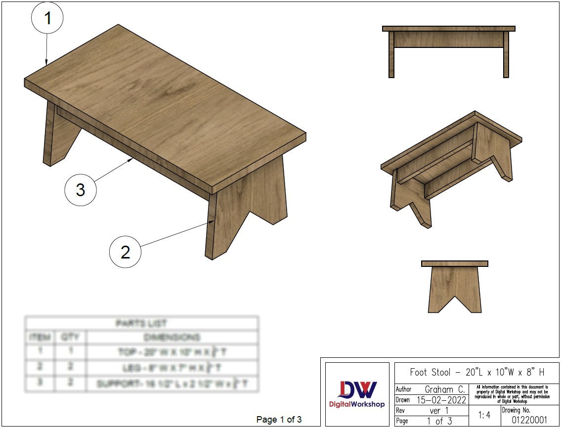Step Stool Woodworking Plans 20 L X 10 W X 8 H - Etsy