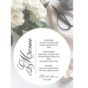 Circle Classic Plate Menu| Wedding Menu Template| Elegant Engagement ...