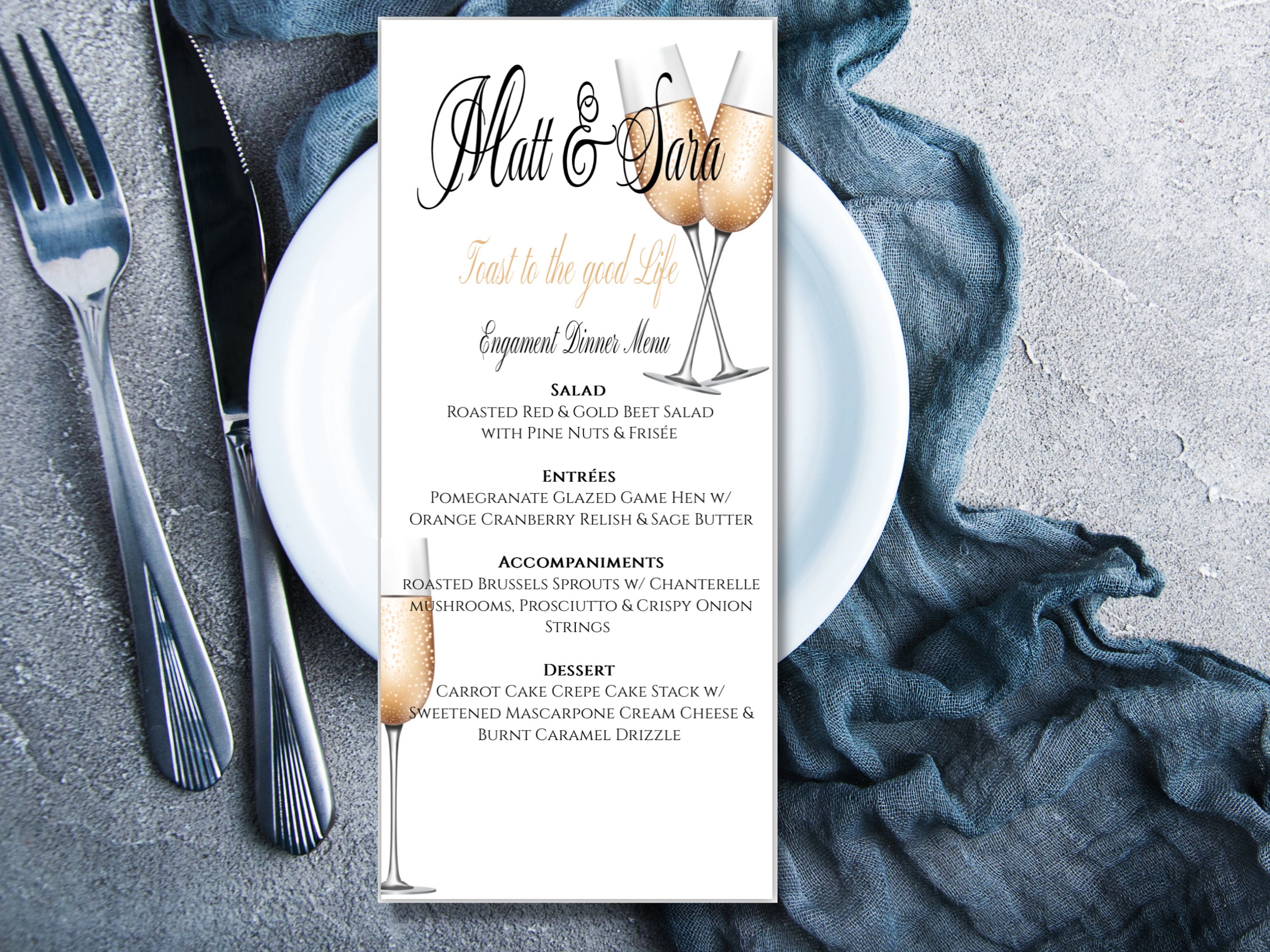 Toast to Love Menu Wedding Menu Template Elegant Engagement - Etsy