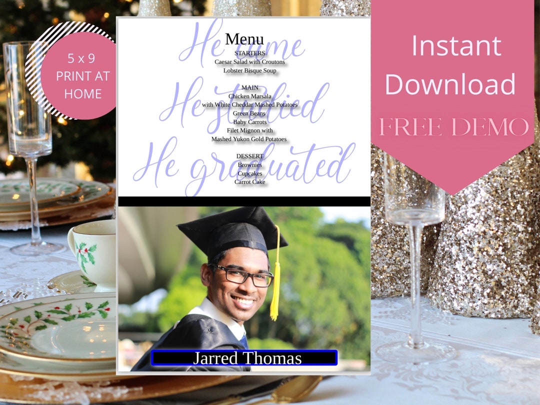 Men’s/teen/boys Graduation Menu Template| Senior Dinner Menu| Modern ...