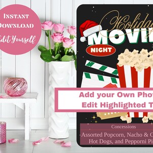 Custom Family Movie Night Menu Template| Modern Party Menu| Printable ...