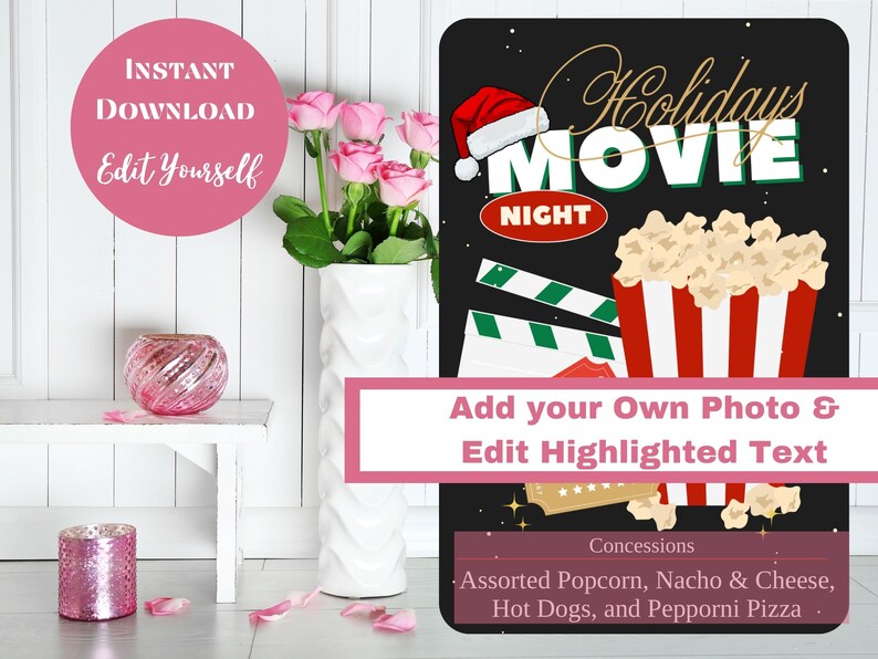 Custom Family Movie Night Menu Template| Modern Party Menu| Printable ...
