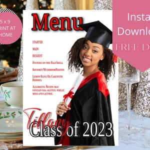 Class of 2023 Graduation Menu Template| Senior Dinner Menu| Modern Teen ...